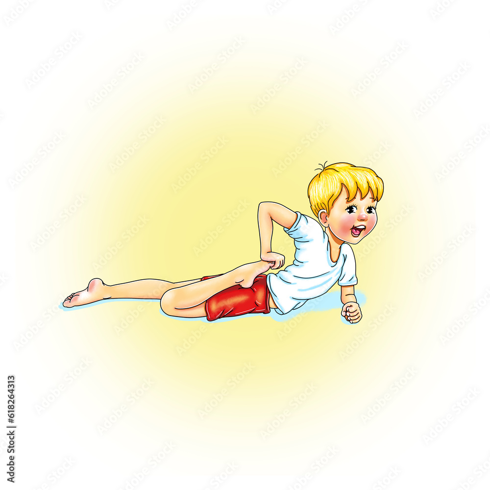 Kids Yoga - Joga für Kinder, Asana halber Frosch, horizontal Banner ...