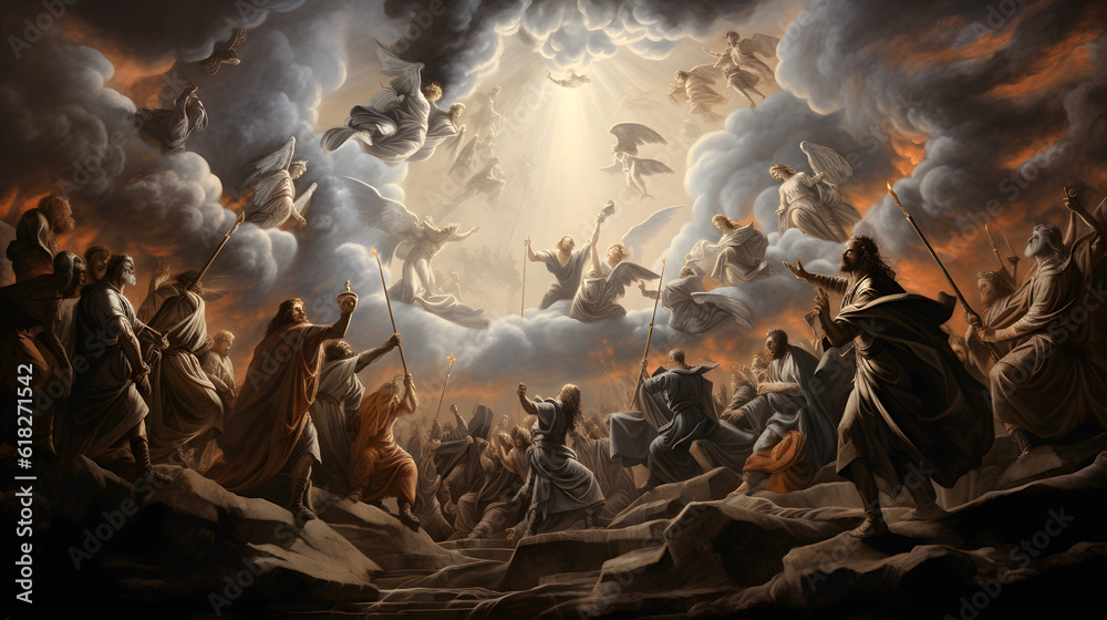 Renaissance-Inspired Ancient Style Painting of Heaven, Celestial ...