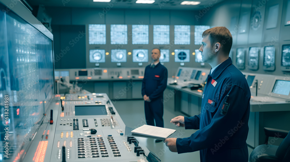 Electrical station, Central control panel of nuclear power plant ...