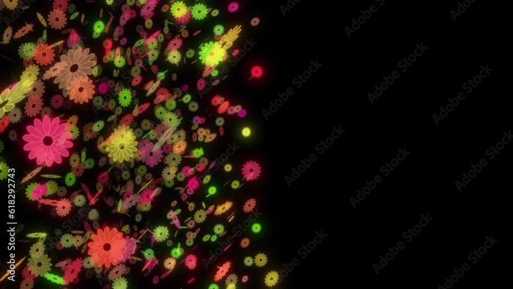 Flower Leaves Animation Over Black Background, Romantic Flower Petal ...