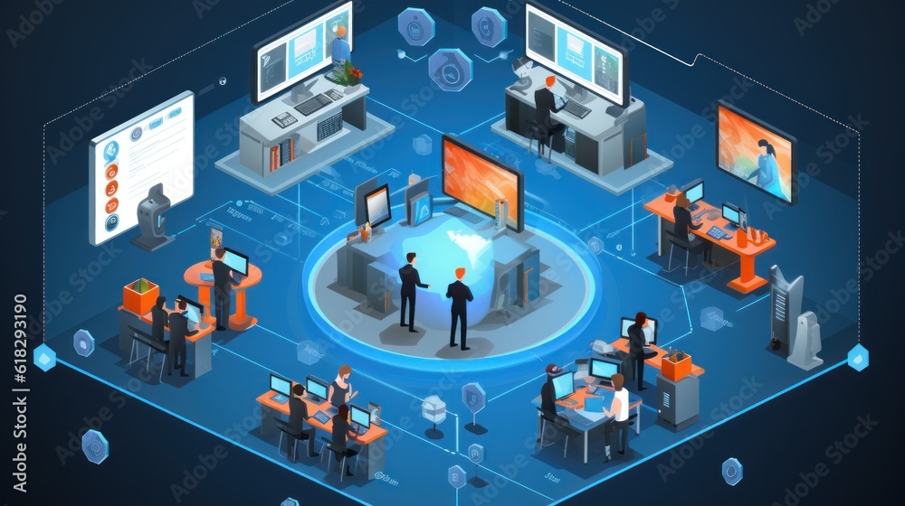 Illustrate a scene depicting robust network security measures, such as ...