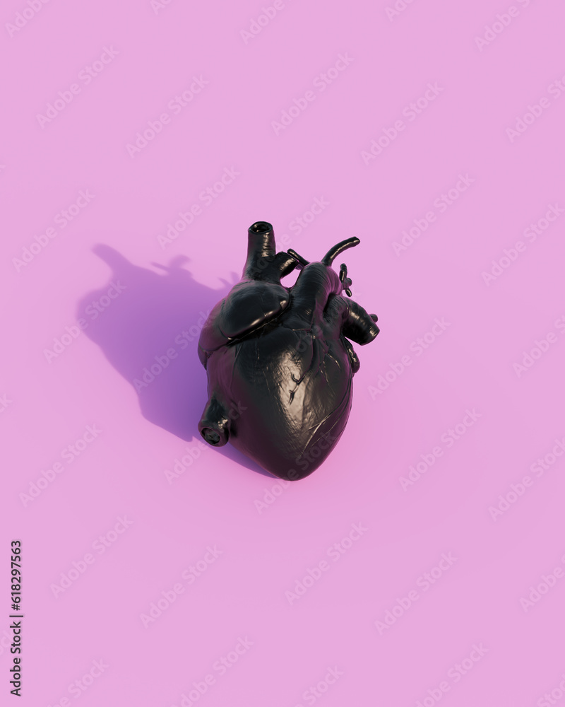 Black shiny heart human organ anatomy sunlight generation gen z pink ...