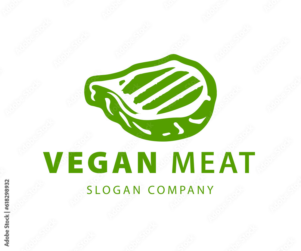 Vegetarian meat Premium logo. Plant based meat logo. Vegan steak with ...