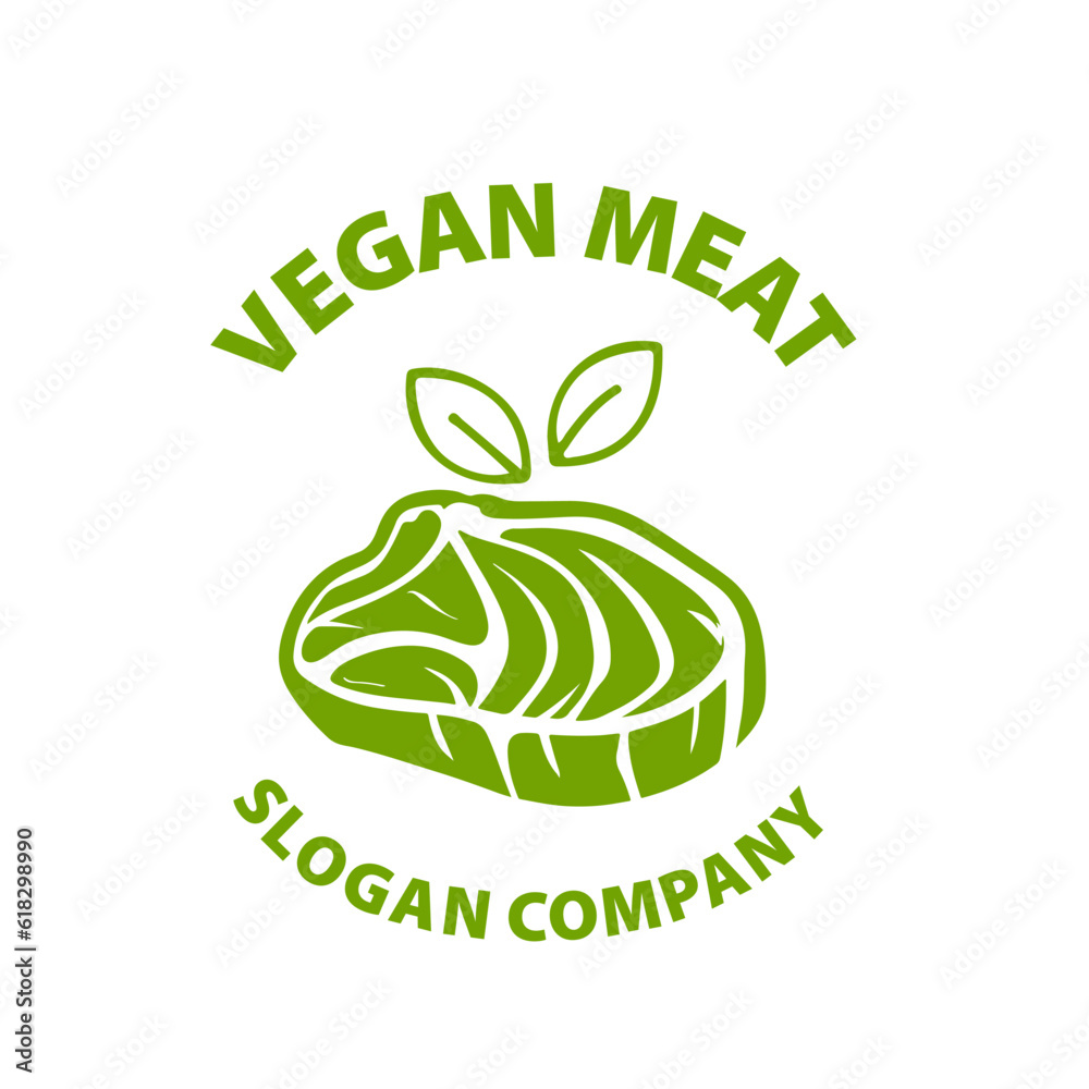 Vegetarian meat Premium logo. Plant based meat logo. Vegan steak with ...