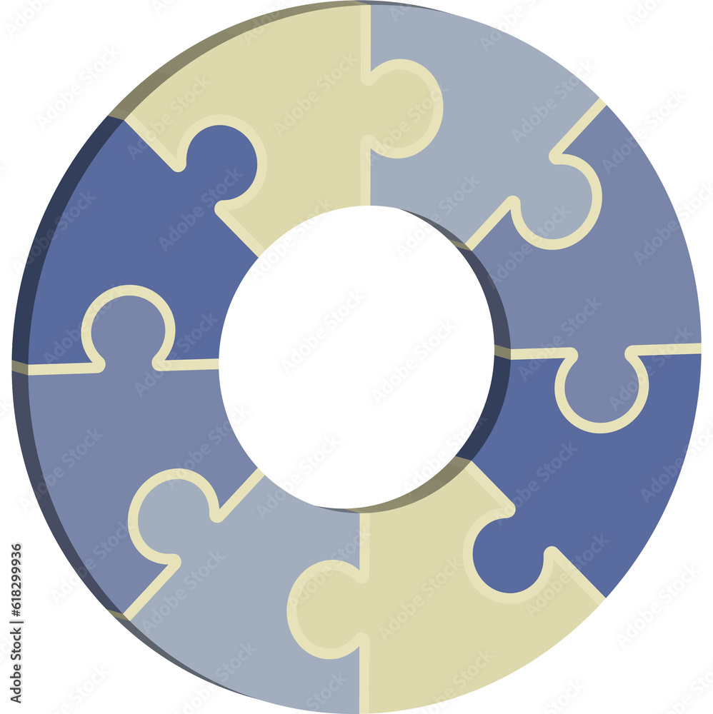 Infographic 3D Pie Flow Chart Jigsaw Puzzle Cycle Diagram with 8 ...