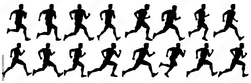 Runner silhouettes set, large pack of vector silhouette design ...