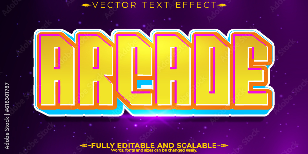 Arcade text effect, editable pixel and retro text style Stock Vector ...