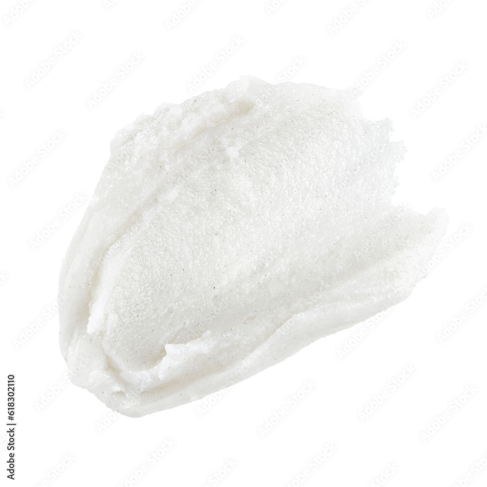 Isolated white gritty cosmetic product smear swatch sample. Natural ...