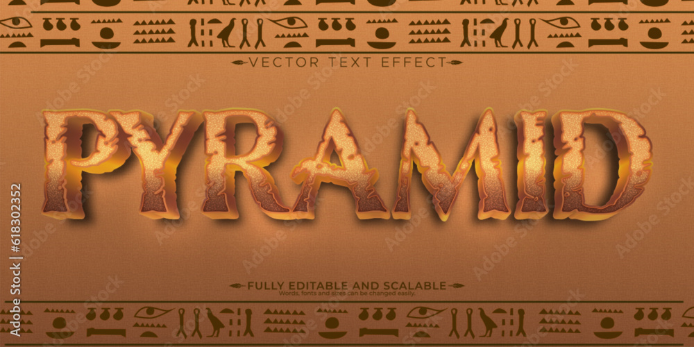 Pyramid text effect, editable hieroglyph and egypt text style. Stock ...