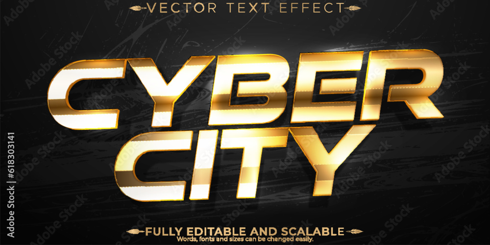 Cyber text effect, editable future and neon text style Stock Vector | Adobe Stock