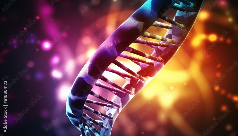 DNA symbol seen under the microscope, Generative AI, genetics, heredity ...