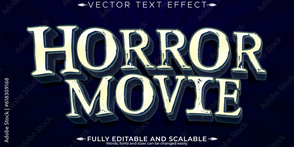 Horror movie text effect, editable vintage and scary text style Stock ...