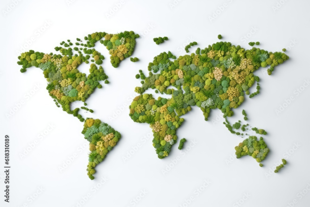 World Map Green Planet Earth and Environment Day Theme Stock Photo ...