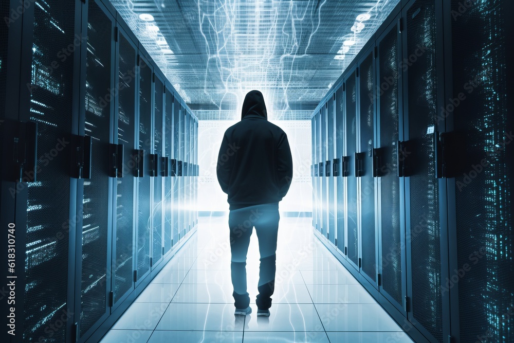 Hacker in a sever room, Unleashing the Futuristic Technoverse ...