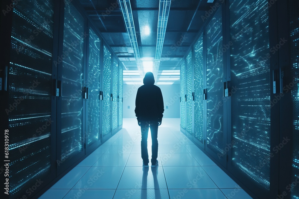 Hacker in a sever room, Unleashing the Futuristic Technoverse ... Hacker in a sever room, Unleashing the Futuristic Technoverse ...