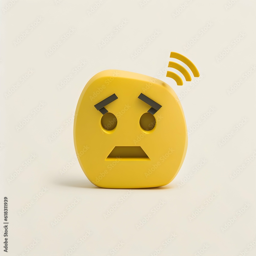 emoji with a broken wifi symbol on face yellow shade sad face white ...