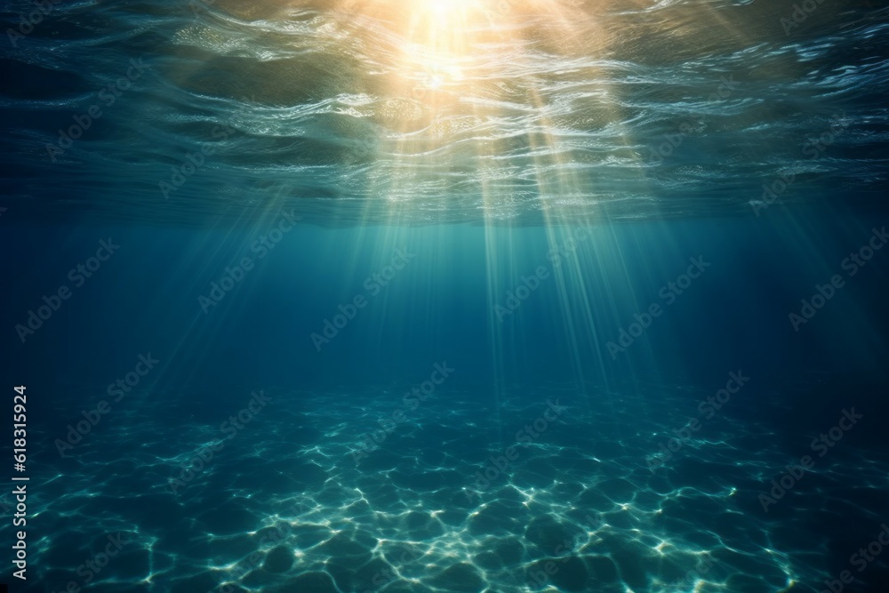 Transparent water, underwater sea background. Mockup or backdrop with ...