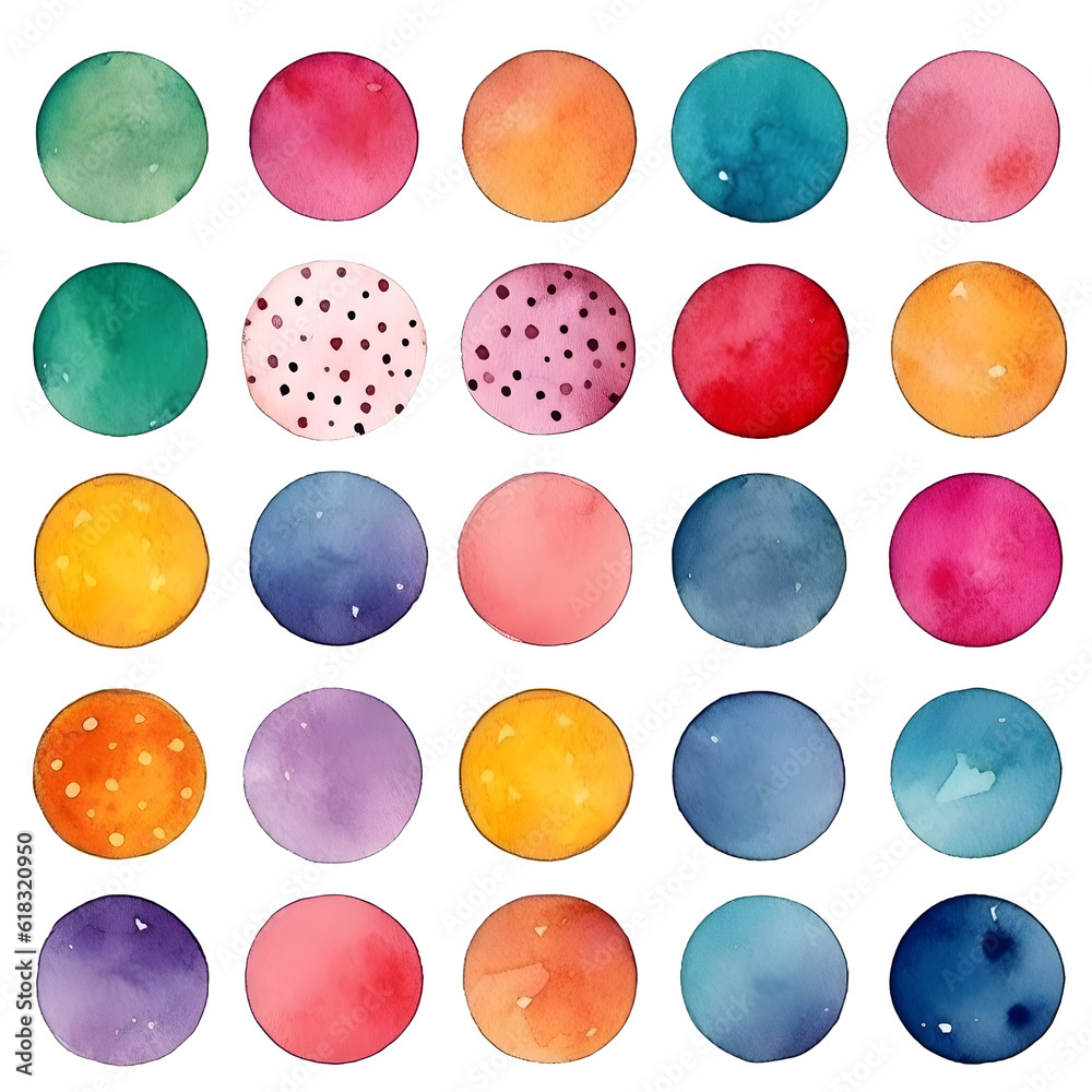 watercolor colored circles on a transparent background, a watercolor ...