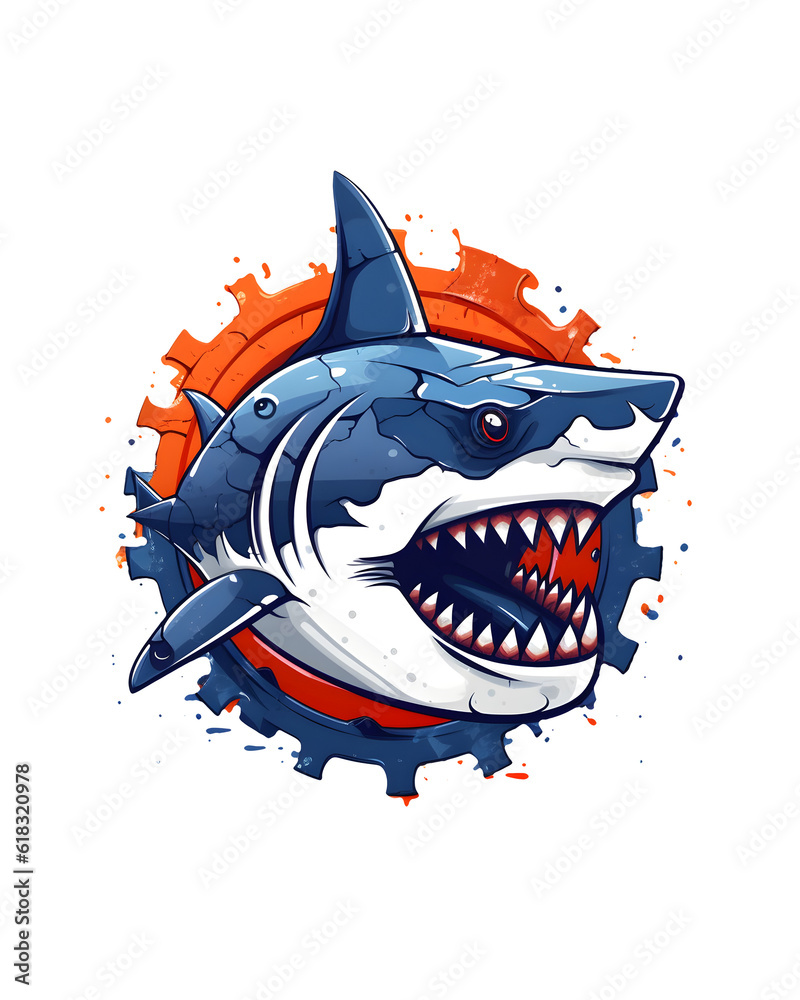 shark logo, clipart isolated on transparent background, generative ai ...