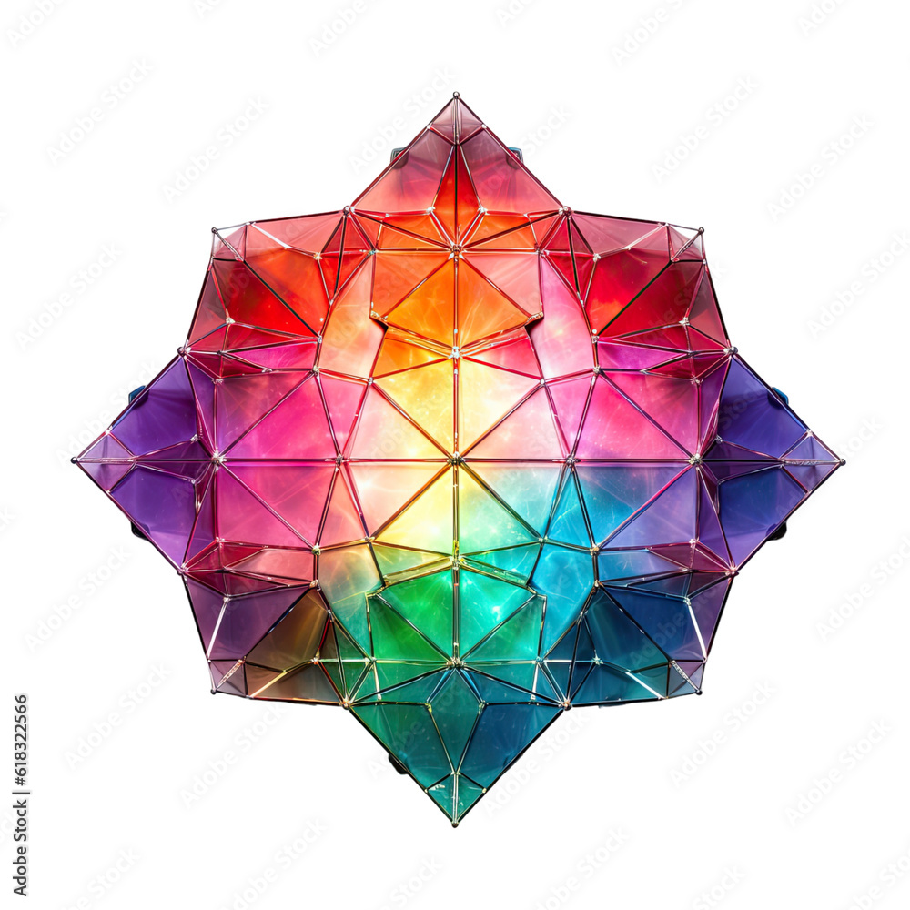 A Matrix Of Interconnected Luminescent Polygons Abstract Shape 3d Render Style Isolated On A