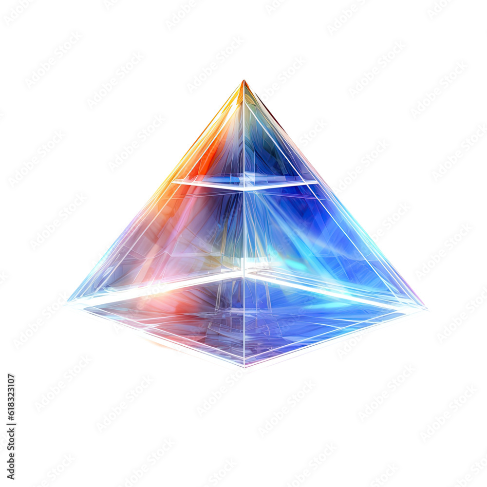 a levitating crystalline pyramid refracting light abstract shape, 3d ...