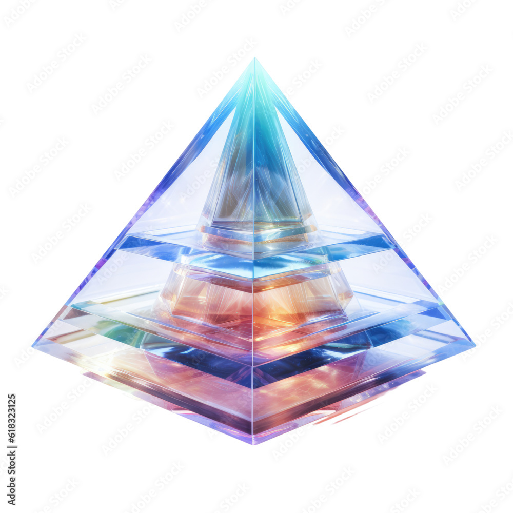 prismatic levitating crystalline pyramid refracting light abstract ...