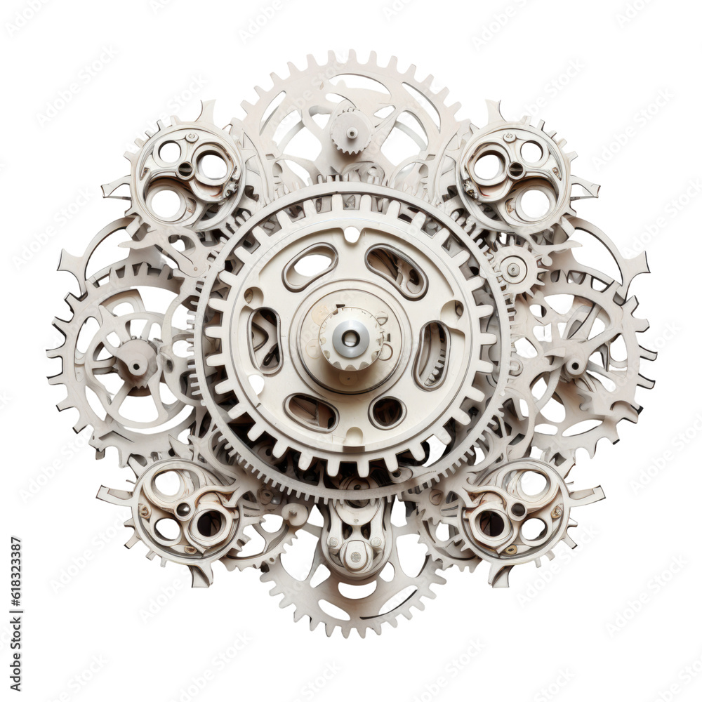 a symphony of interlocking gears and abstract shape, 3d render style ...