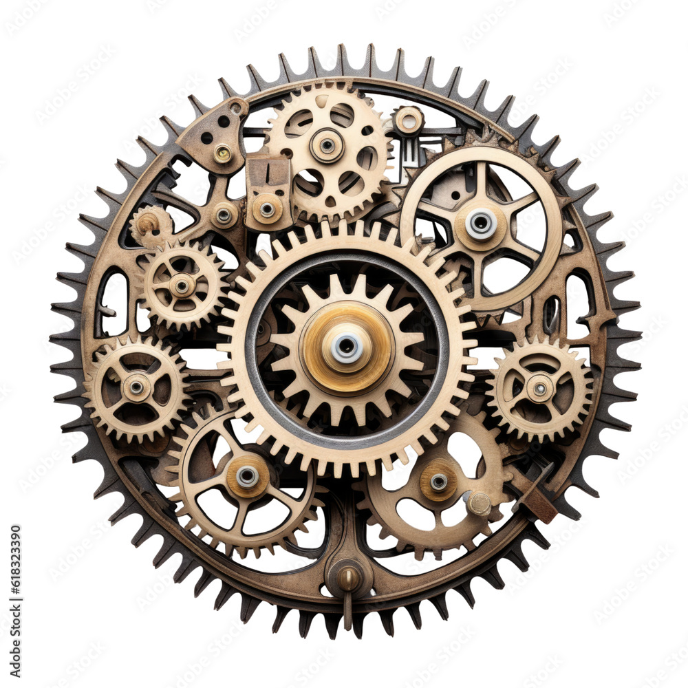a symphony of interlocking gears and abstract shape, 3d render style ...