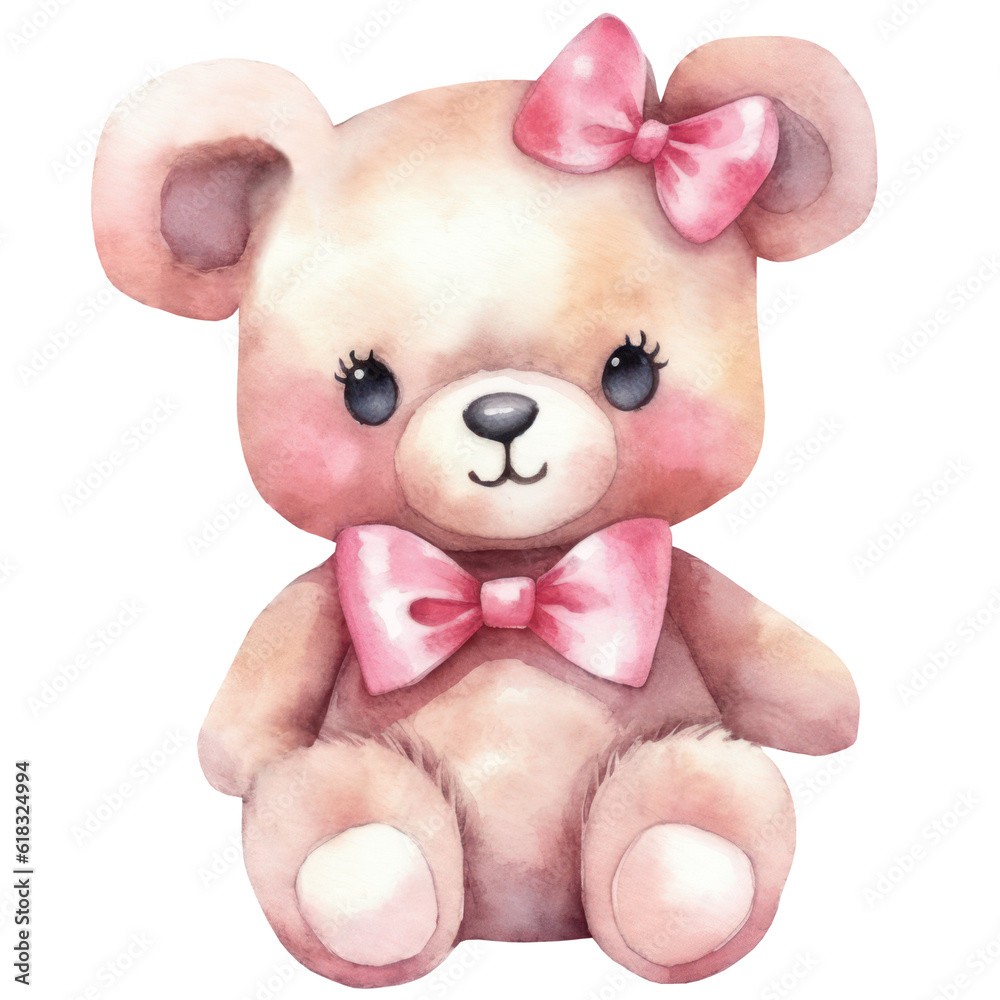 Cute Teddy Bear with Pink Ribbon for Joyful Baby Shower Celebrations ...