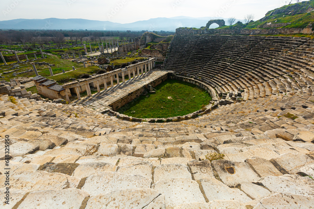 Poster Preserved ruins of antique theater in ancient Greek city of ...