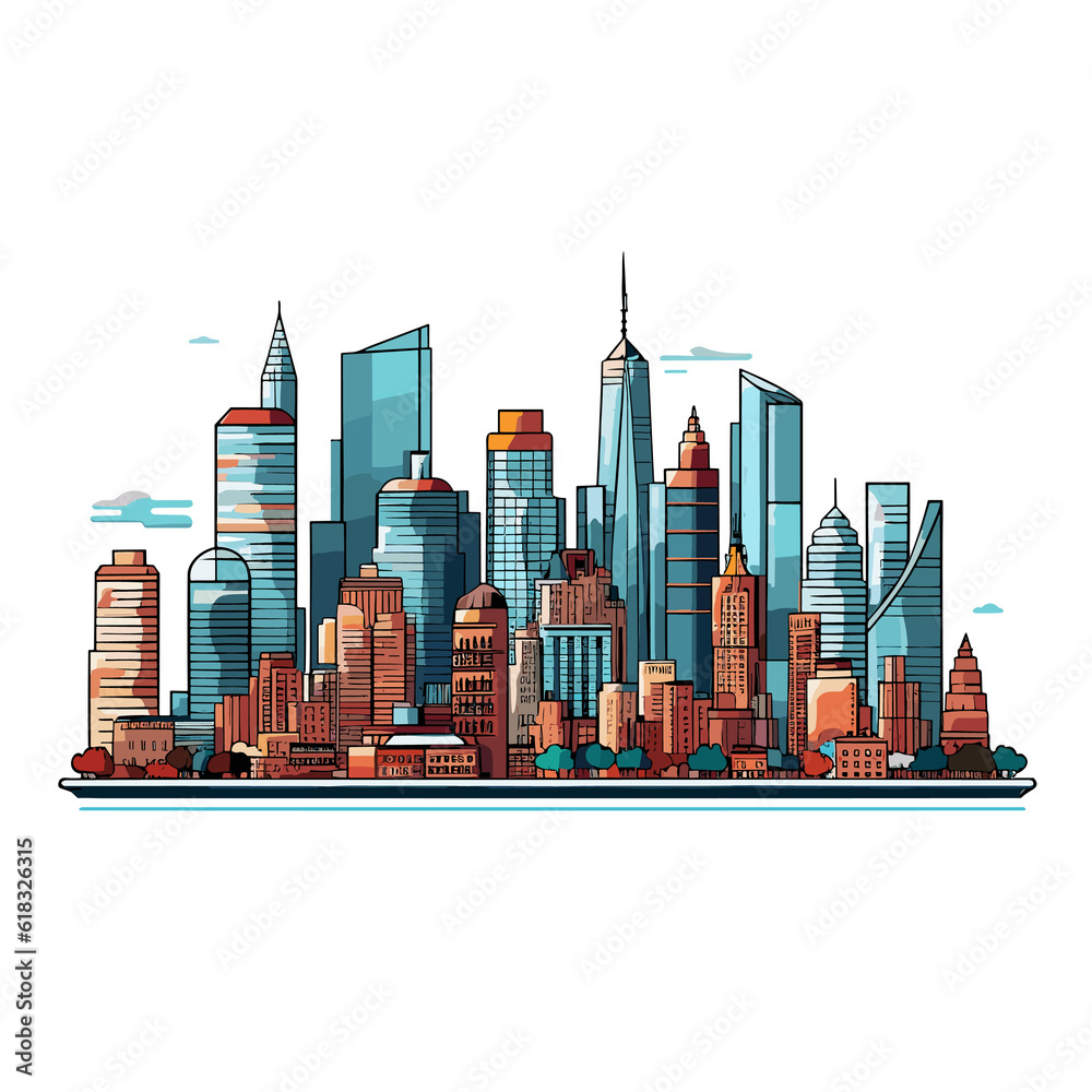 Cartoon Manhattan, PNG Cartoon, Illustration Stock Illustration | Adobe ...