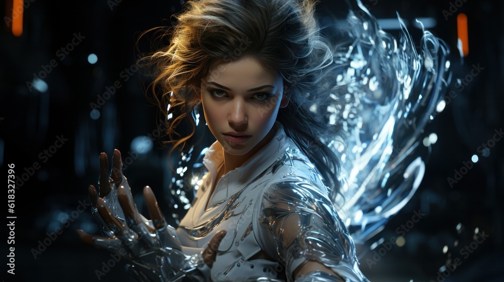 An incredibly beautiful and stern woman in a fighting stance. Fantasy ...