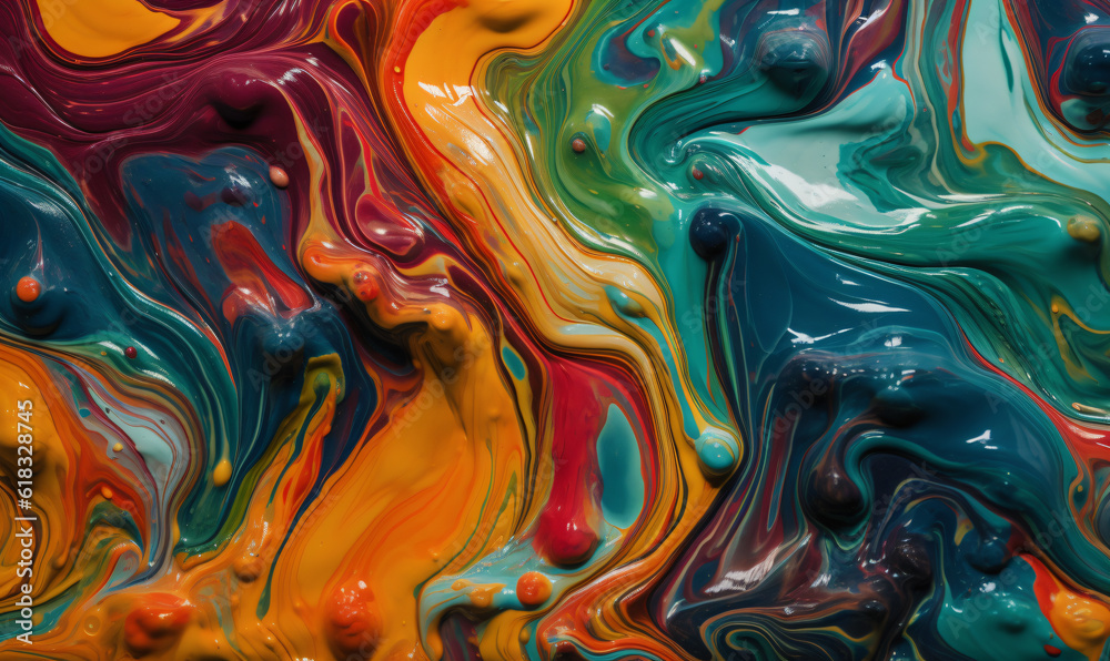 Abstract paint and ink in a rainbow of colors Liquid, abstract ...