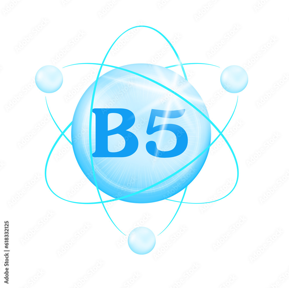 Vitamin B5 icon structure light blue substance cut out PNG. Drug ...