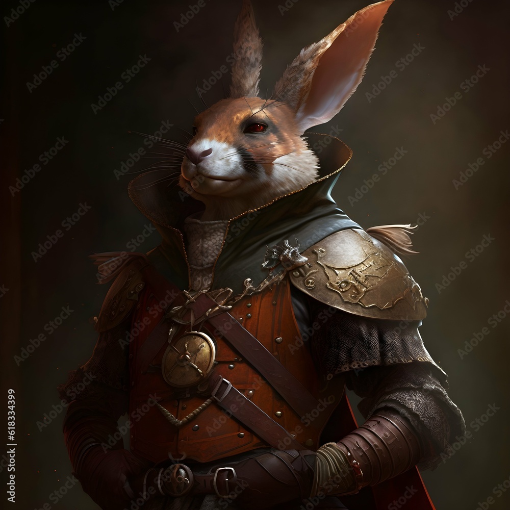 Scottish rabbit man fantasy bard leather armor concept art hd Stock ...