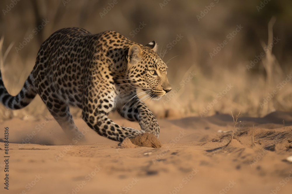 A leopard running for prey, generative AI Stock Photo | Adobe Stock