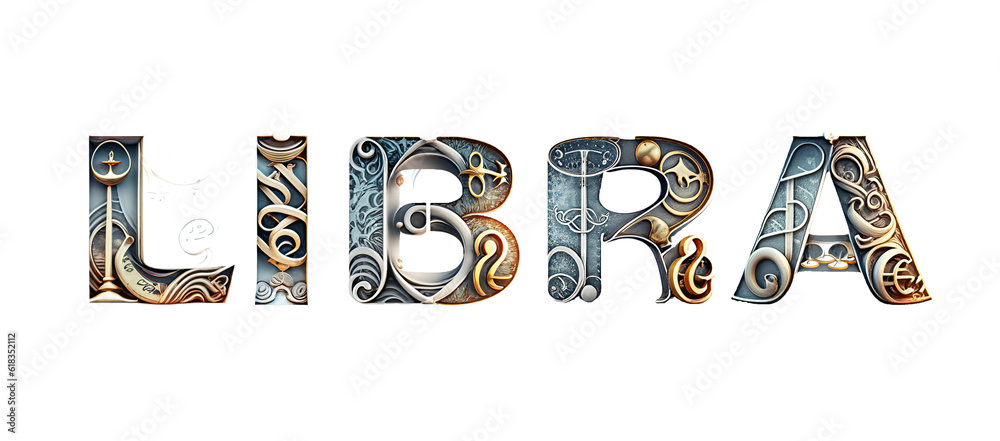 LIBRA Zodiac signs, Astrology, horoscope sign, collection typography ...