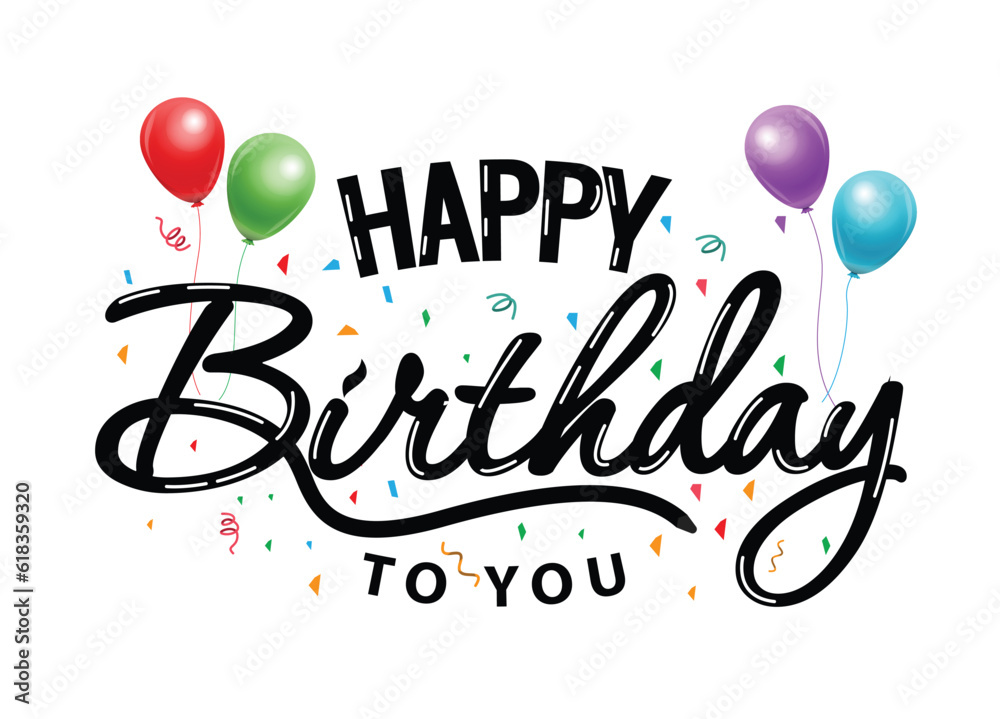 happy birthday text typography Stock Vector | Adobe Stock