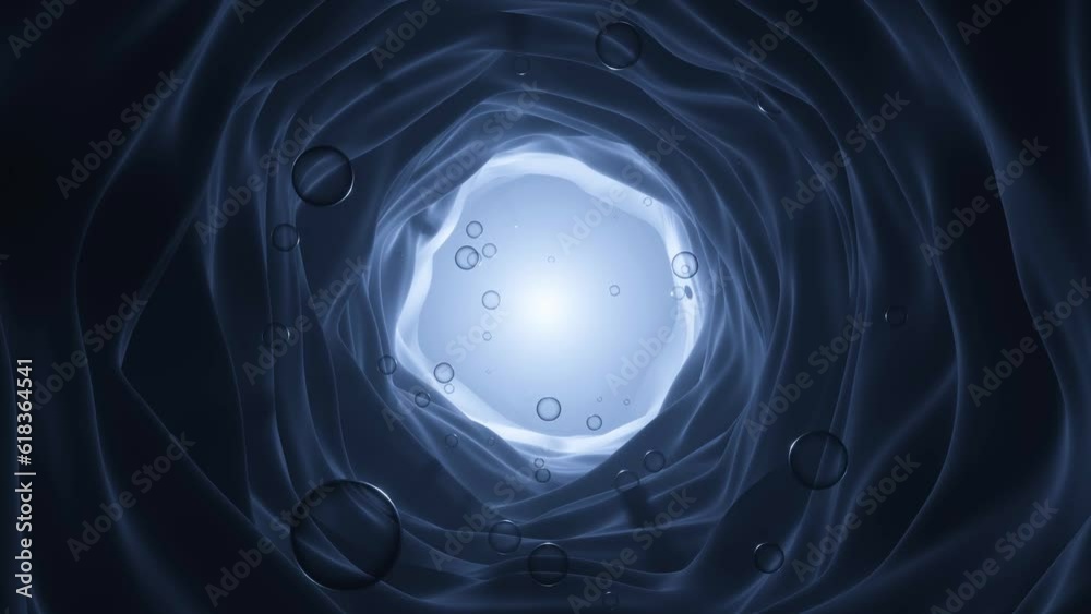 Seamless loop abstract underwater tunnel animation. VFX. Place for logo ...