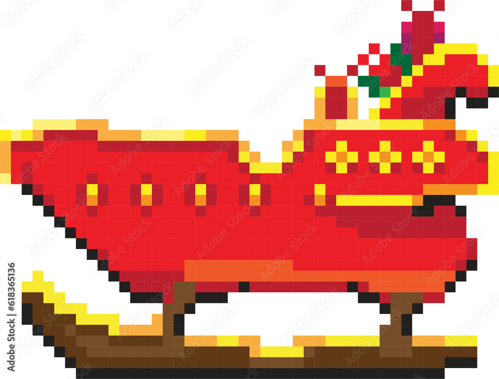 Christmas pixel art elements, 8 bit style graphic paint isolated with ...