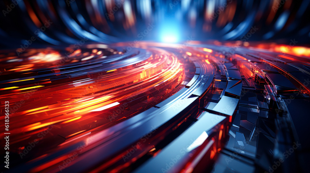 Representing the potential of quantum computing. Futuristic Data center ...