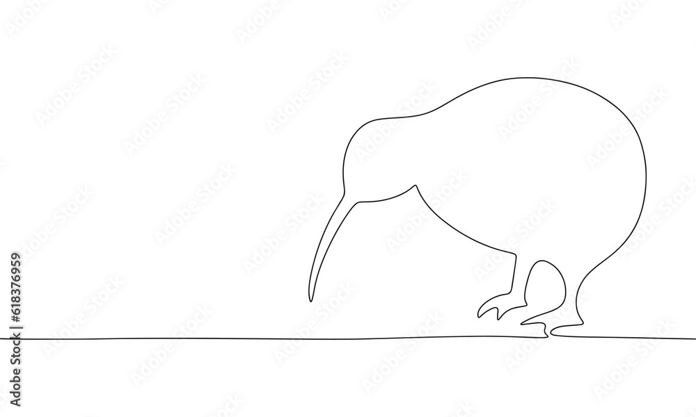 Continuous one line drawing kiwi bird. Vector illustration birds ...