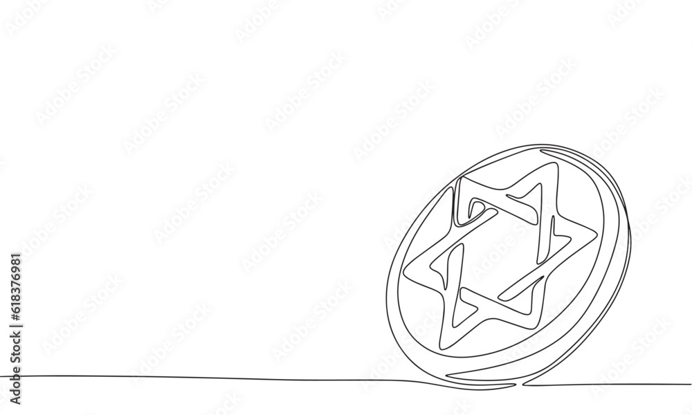 Continuous one line drawing star of David. Vector illustration religion ...