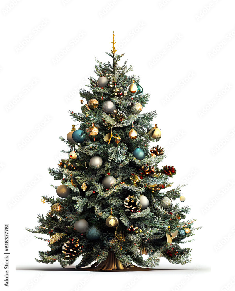 decorated christmas tree on transparent background or PNG file, easy to ...