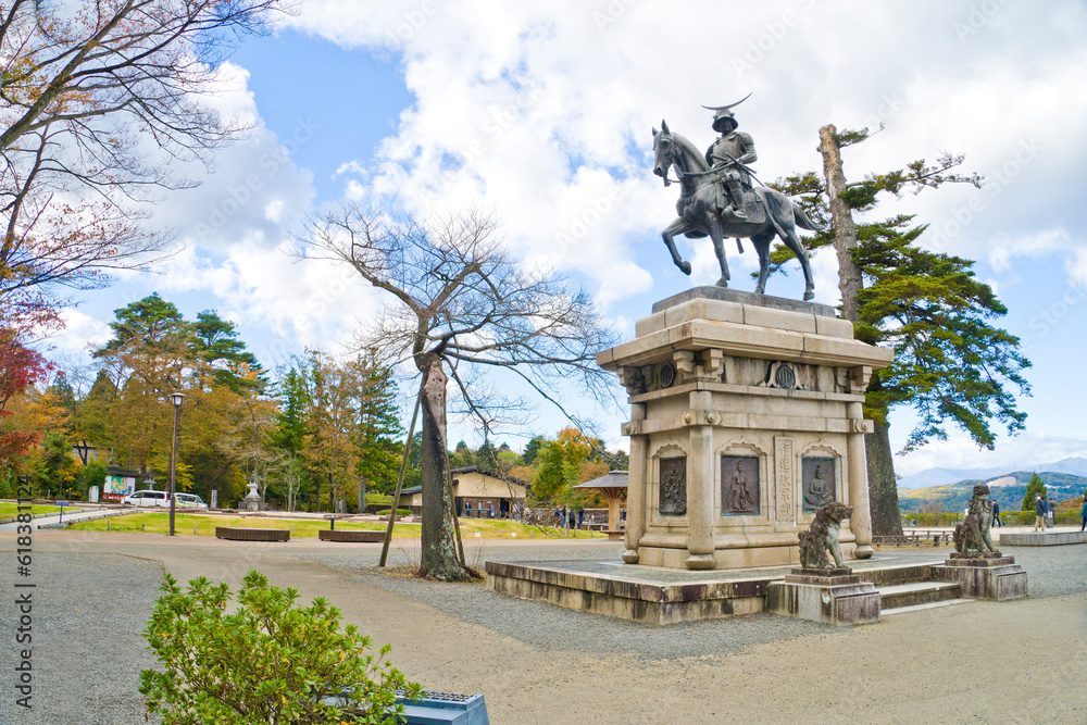 Statue of Masamune Date (the lord of Tohoku region in the Sengoku era ...