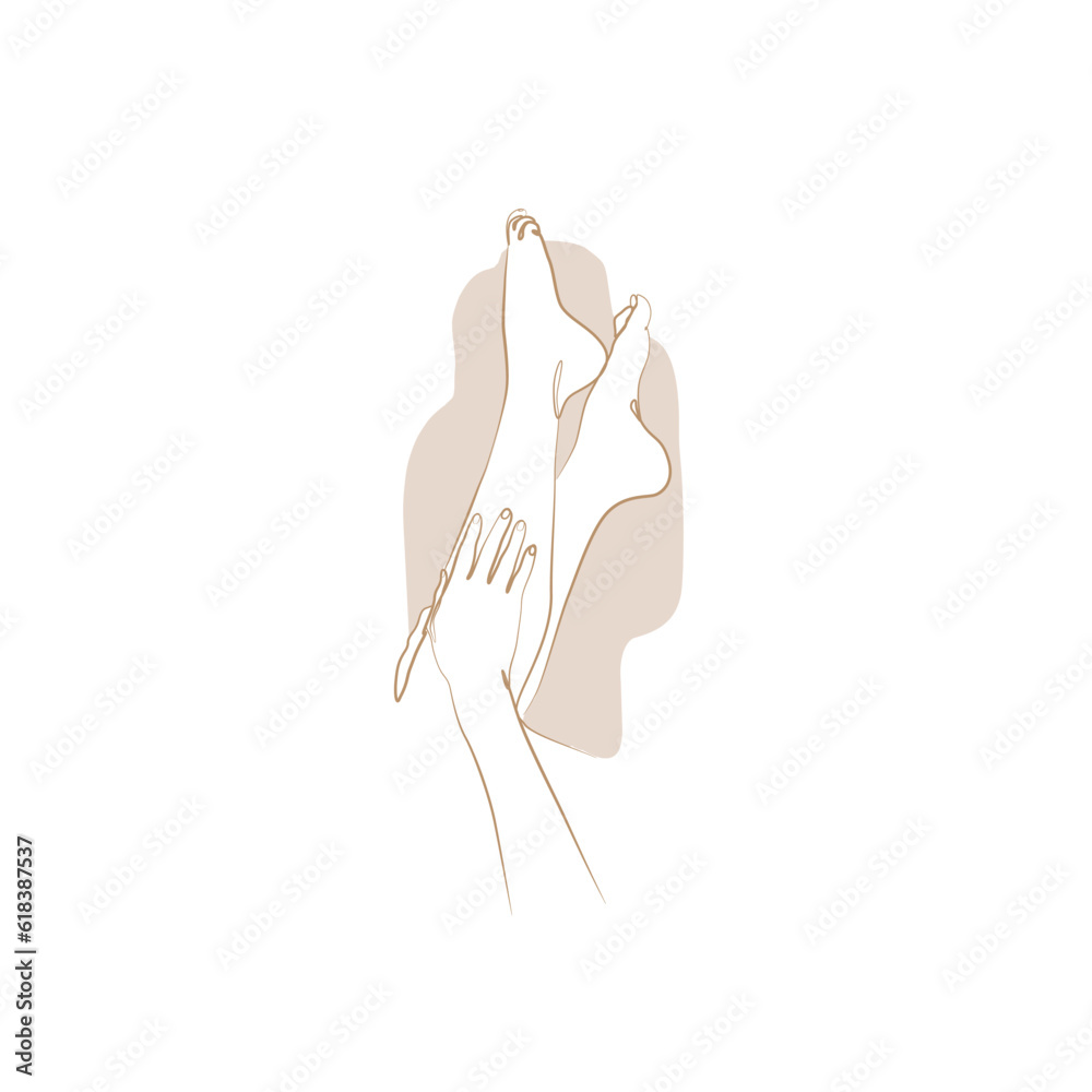 Beautiful woman legs one line art in beige color, continuous line ... Beautiful woman legs one line art in beige color, continuous line ...