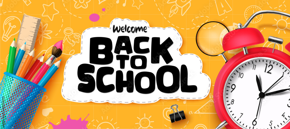 Welcome back to school vector template design. Back to school greeting ...
