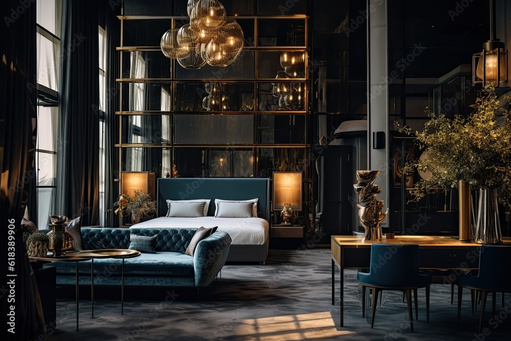 Interior of a high end luxurious boutique hotel created using ...