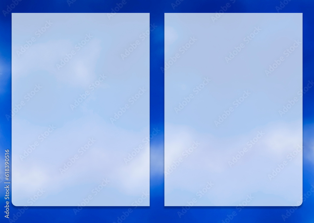 Grid with translucent margins over brush touch images with blue smudge ...