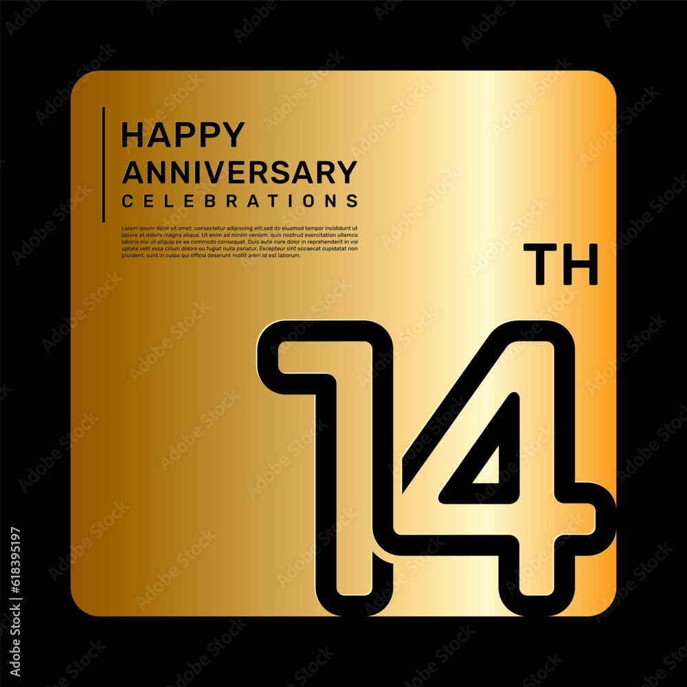 14th anniversary celebration template design with simple and luxury ...